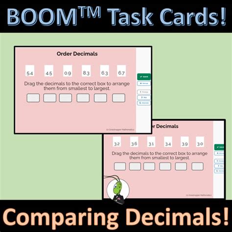 Ordering Decimals Boom Digital Task Cards By Grasshopper Mathematics