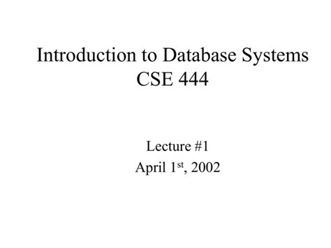 Introduction To Database Systems