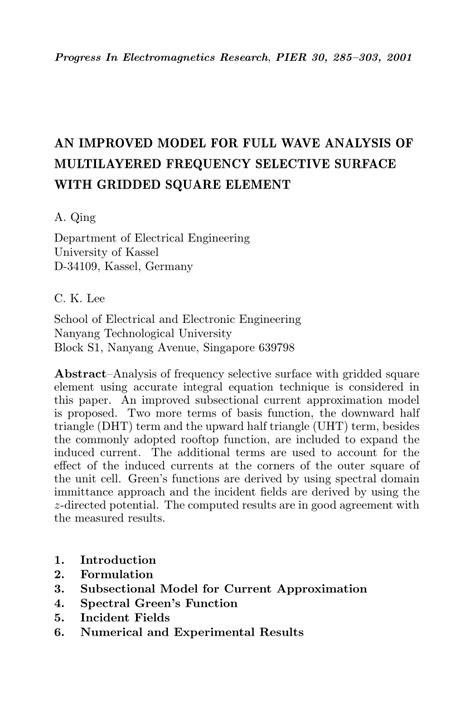 Pdf An Improved Model For Full Wave Analysis Of Multilayered