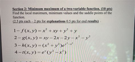 Solved Section 2 Minimum Maximum Of A Two Variable
