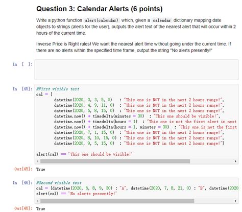 Solved Question 3 Calendar Alerts 6 Points Write A Python