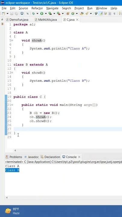 single inheritance example java programming learning youtube