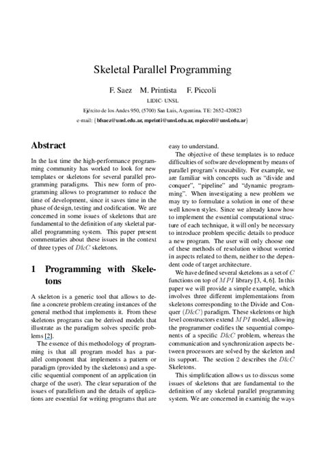 Pdf Skeletal Parallel Programming