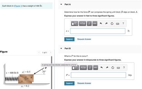 Solved Each Block In Figure 1 Has A Weight Of 490lb Part