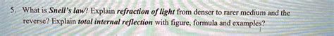 Solved What Is Snelllaw Explain Refraction Of Light From Denser T0