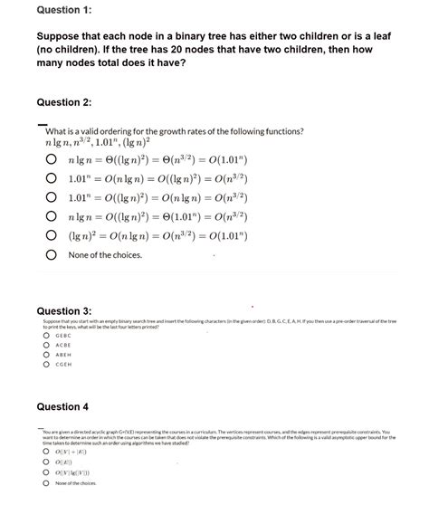 Solved Question 1 Suppose That Each Node In A Binary Tree Has Either