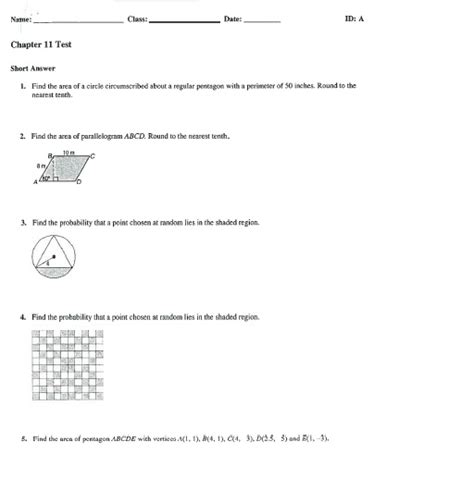 Math Classes Spring 2012 Geometry Chapter 11 Test