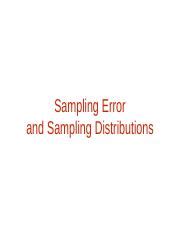 Understanding Sampling Error And Distributions In Statistics Course Hero