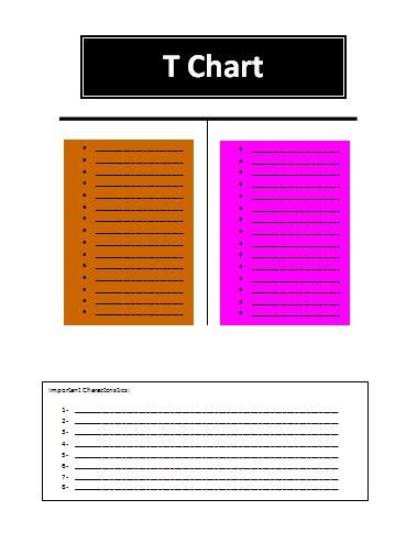 T Chart Template 7 Free Printable Word Excel PDF Formats Samples Examples