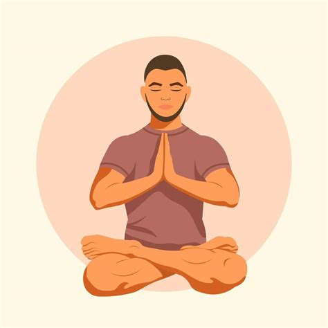Young man in lotus position with namaste hands 11536503 Vector Art at ...