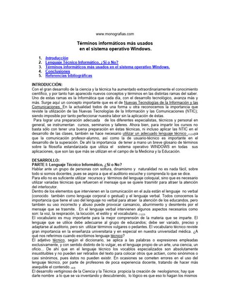 Lenguaje Informatico Pdf Ventana Informática Informática