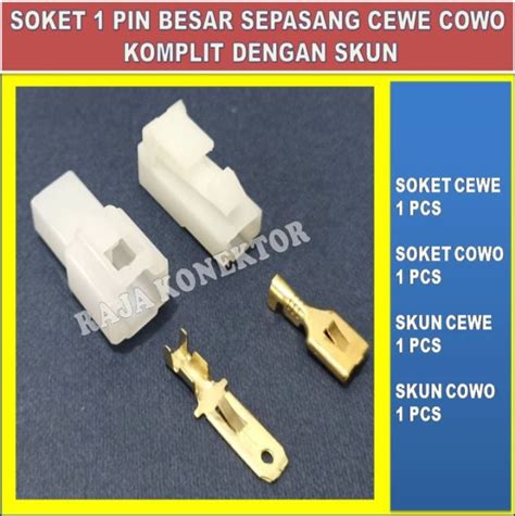 Isi 5 Pasang Soket Kabel 1 Pin Besar Sepasang Cewe Cowo Male Female Komplit Dengan Skun