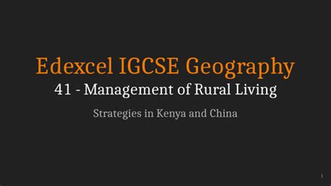 Edexcel Igcse Geography Lecture 41 Management Of Rural Living Teaching Resources