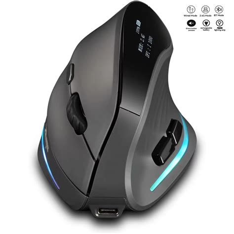 Ergonomic Bluetooth Wireless Mouse With Display Rechargeable 6 Button