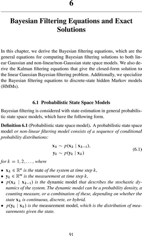 Bayesian Filtering Equations And Exact Solutions Chapter 6 Bayesian