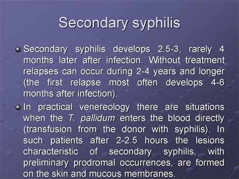 General Course Of Syphilis Primary Syphilis Secondary Syphslis