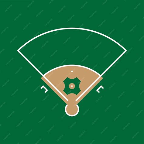 Premium Vector Flat Green Baseball Grass Field With Line Template Vector Stadium An Overhead