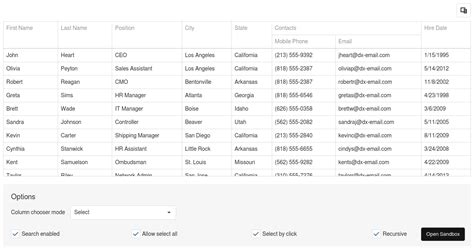 Column Chooser DevExtreme Data Grid Codesandbox