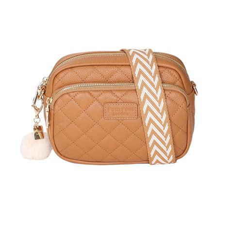 Original Quilted Leather Crossbody Bag In Maple Pom Pom London