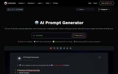 Taskade AI drevet promptgenerator for at låse op for din kreativitet AI Tool Selection