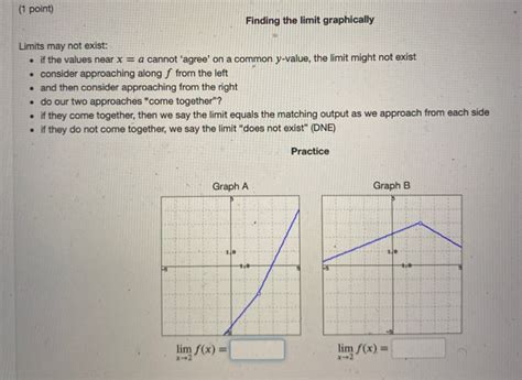 solved 1 point finding the limit graphically limits may