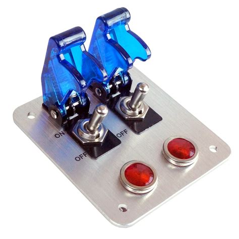 2 Rows Safety Cover Toggle Switch With Red Indicator Light Aluminum