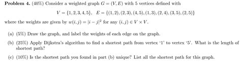 Solved Problem Consider A Weighted Graph G V E Chegg
