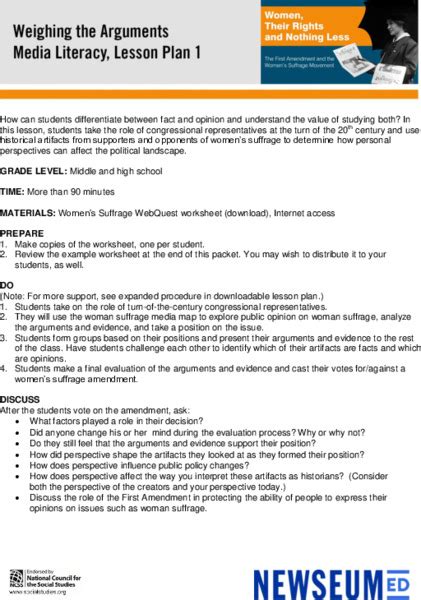Weighing The Arguments Lesson Plan For 7th 12th Grade Lesson Planet