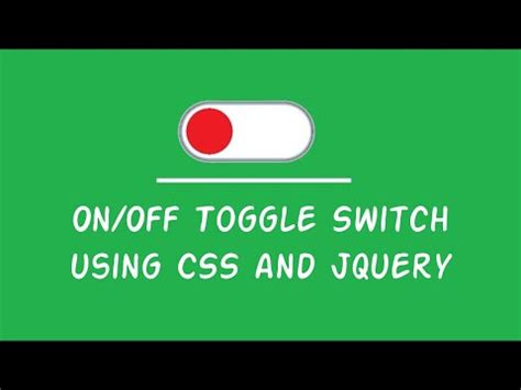 On/Off Toggle Switch using CSS and JQuery - YouTube