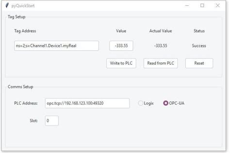 Python Gui Template Base For Reading And Writing To Plcs Via Opc Ua Or