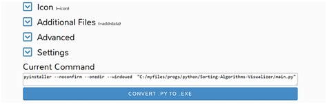 convertir un projet python en un fichier exécutable exe