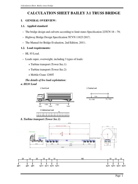 bailey bridge calculation 3 1 l 18m page 1 5 pdf bridge truss