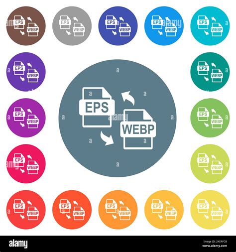 Eps Webp File Conversion Flat White Icons On Round Color Backgrounds