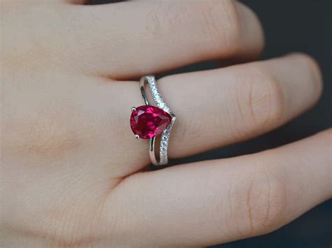 Pear Ruby Ring Ruby Engagement Ring Wedding Ring 925 Sterling Etsy