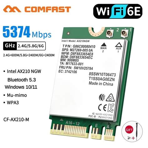 Comfast Wi Fi адаптер Сетевой адаптер Intel Ax210ngw Wi Fi 6e