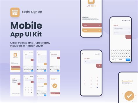Mobile App Ui Ux Gui Layout With Different Login Screens Including