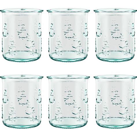 Amici Home Drinking Glassware With Green Tint Embossed Anchor Design