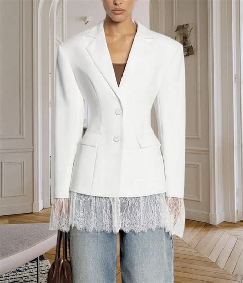 Lace Blazer With Tailored Sleeves And A Cinched Waist Old Money®