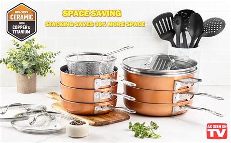 Gotham Steel Stackmaster 5 Piece Stackable Pots And Pans Set