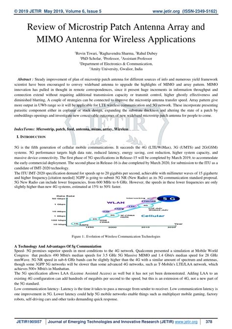 Pdf Review Of Microstrip Patch Antenna Array And Mimo Antenna For Wireless Applications