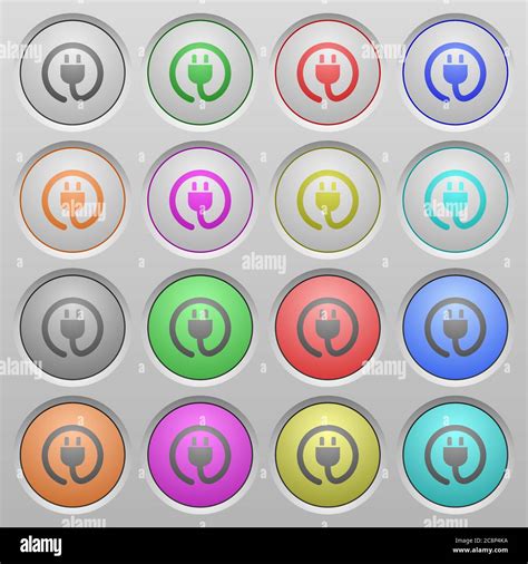 set of power cord plastic sunk spherical buttons stock vector image