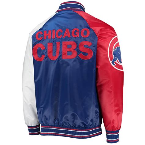 Varsity Satin Starter Reliever Chicago Cubs Royal And Red Jacket