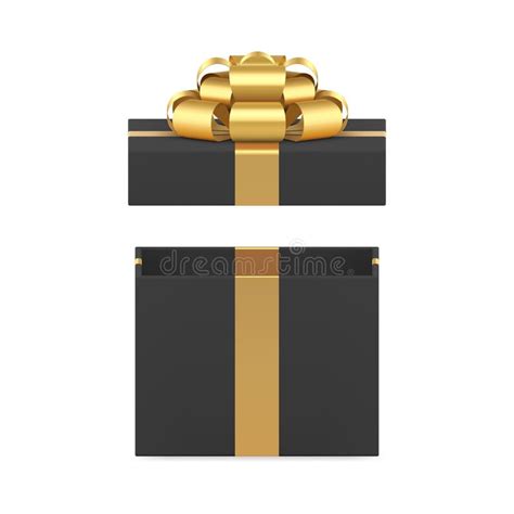 Black Wrapped Rectangular Open T Box With Luxury Golden Bow Ribbon