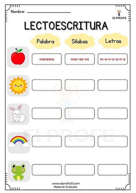 Ejercicios De Lectoescritura Palabras Sílabas Y Letras El Profe 20