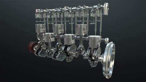 Inline6 Engine Working Animated 3d Model In Parts Of Auto 3dexport