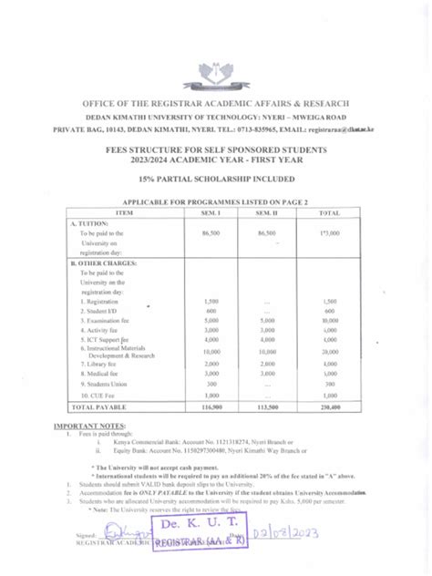 Self Sponsored Students Fees Structures Pdf