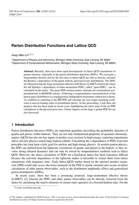 Pdf Parton Distribution Functions And Lattice Qcd