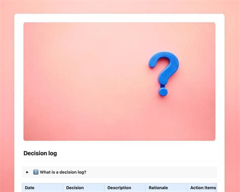 Decision Log Free Template Craft
