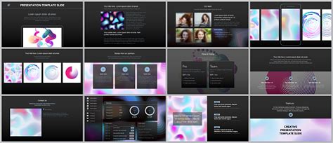 최소한의 발표 기하학적 인 패턴 그라디언트 검은 배경에 액체 모양 포트폴리오 템플릿 책자 커버 벡터 디자인입니다 전단지 브로슈어