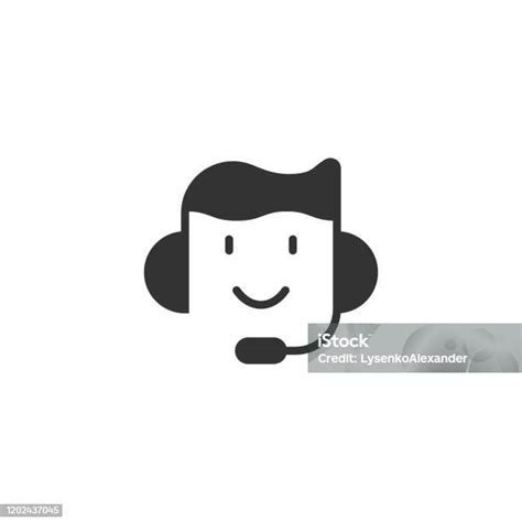 플랫 스타일의 헬프데스크 아이콘입니다 흰색 격리 된 배경에 헤드폰 벡터 그림입니다 채팅 운영자 비즈니스 개념입니다 콜 센터에